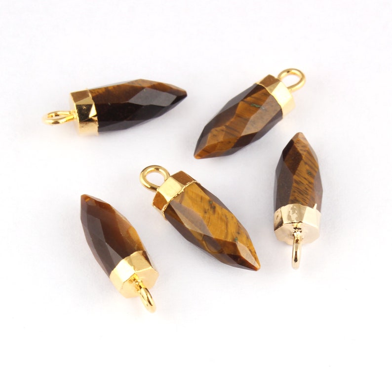 Natural Gemstone Faceted Bullet Shape Gold Plated Pendant - Etsy India