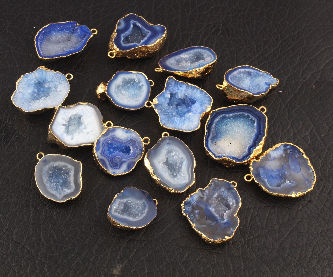 Blue Geode Druzy, Natural Geode Druzy Connectors, Connector Lots ...