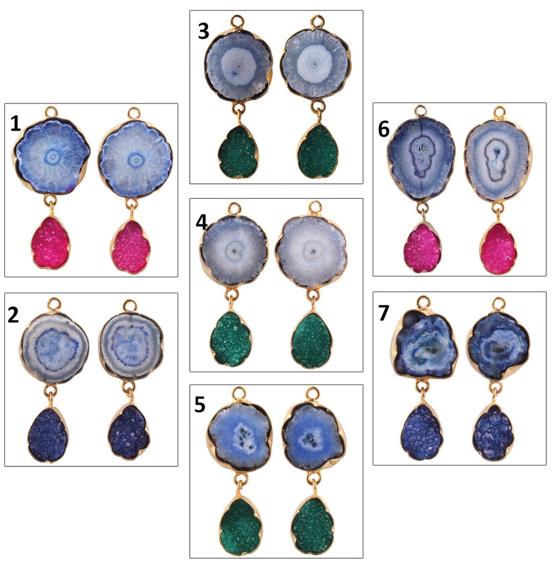 Sky Blue Solar Quartz Connectors Pear Shape Sugar Druzy - Etsy