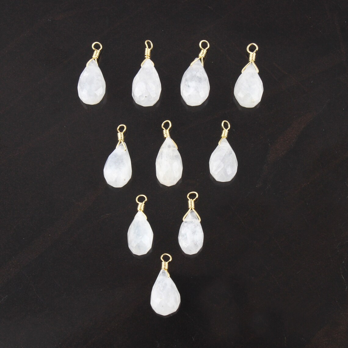 Natural Fire Moonstone Drops Connector Charms Gold Plated - Etsy