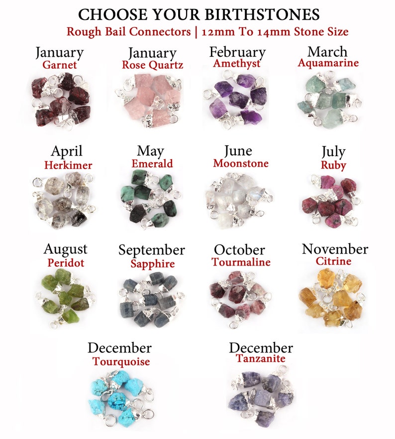 Choose Your Birthstone Natural Raw Rough Gemstone Silver | Etsy