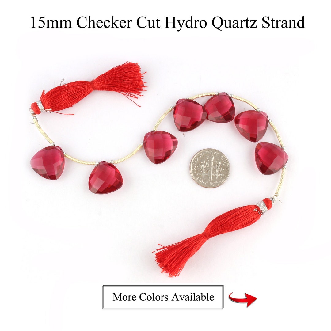 15mm Trillion Checker Cut Hydro Quartz Bead Strand - Drilled Gemstone ...