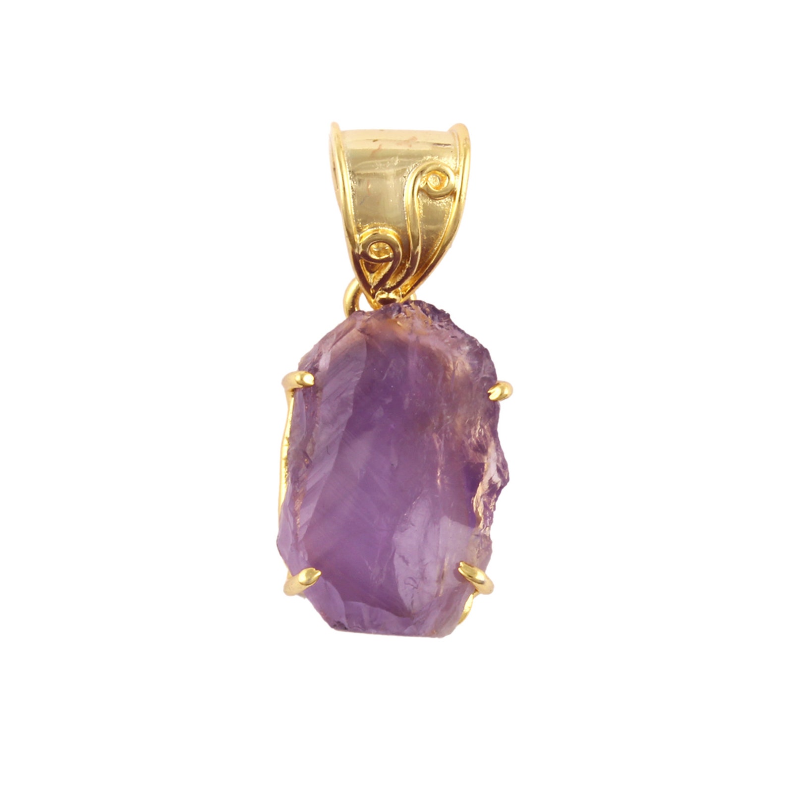 Buy Natural Raw Rough Amethyst Turquoise Gold Plated Prong Setting ...