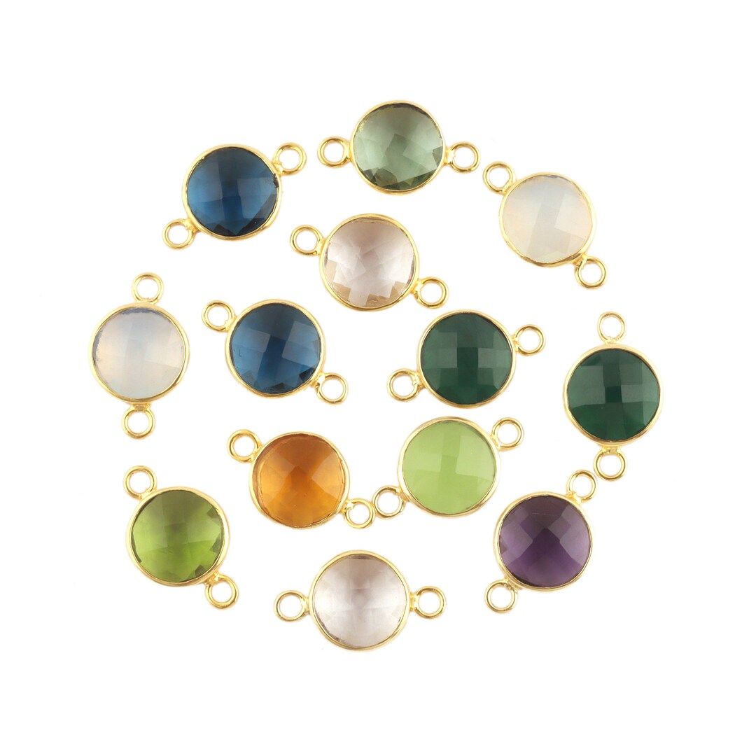 12mm Round Checker Cut Hydro Quartz Bezel Connector DIY - Etsy