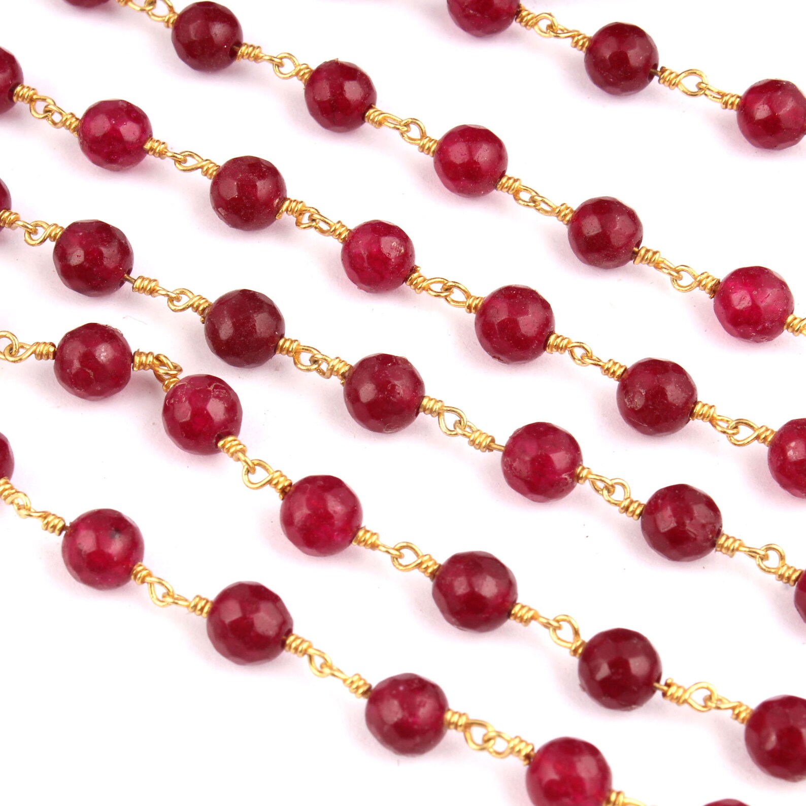 Natural Jade Gold Plated Rosary Chain Red Jade Beads DIY - Etsy