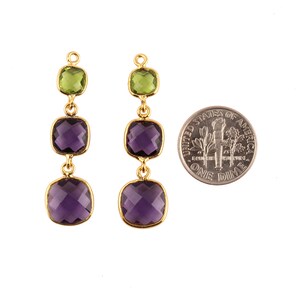 Faceted Checker Cut Hydro Quartz Gold Plated Bezel Earring Pairs ...