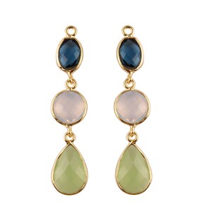 Faceted Checker Chalcedony Hydro Quartz Gold Plated Bezel Pairs ...