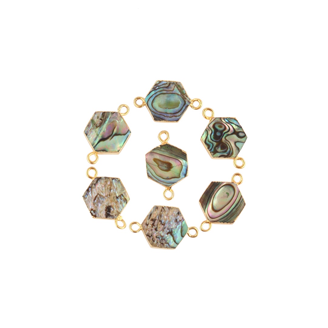 Abalone Connector, Gemstone Charms, Gemstone Connector, 7 Pcs Abalone ...