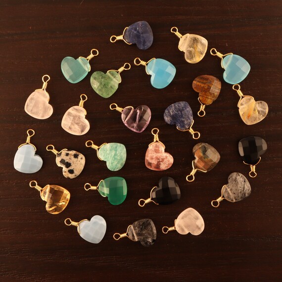 25pc of Faceted Heart Shape Mix Genuine Stones Single Bail - Etsy