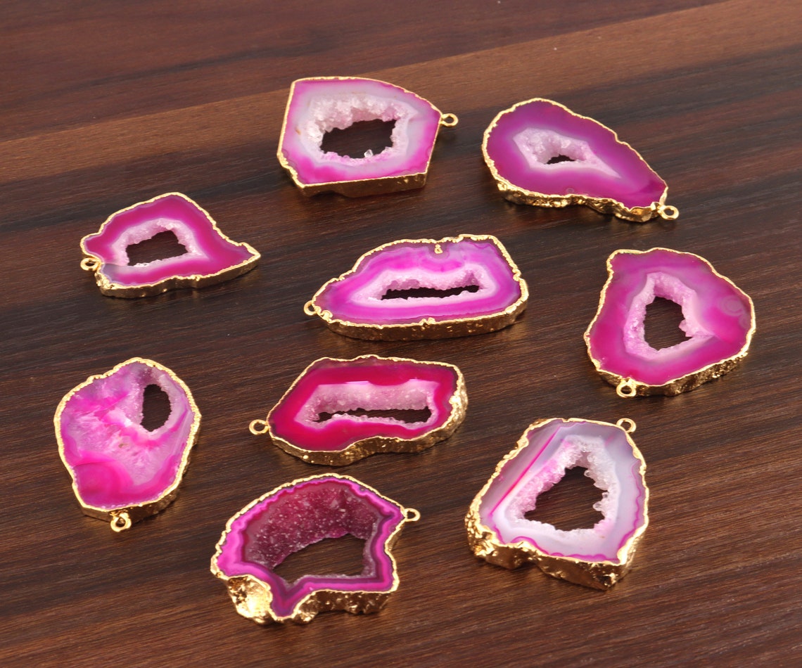 Sale of Natural Pink Geode Slices Natural Geode Slice Gold - Etsy