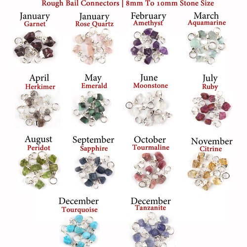 Choose Your Birthstone Natural Raw Rough Gemstone Silver - Etsy