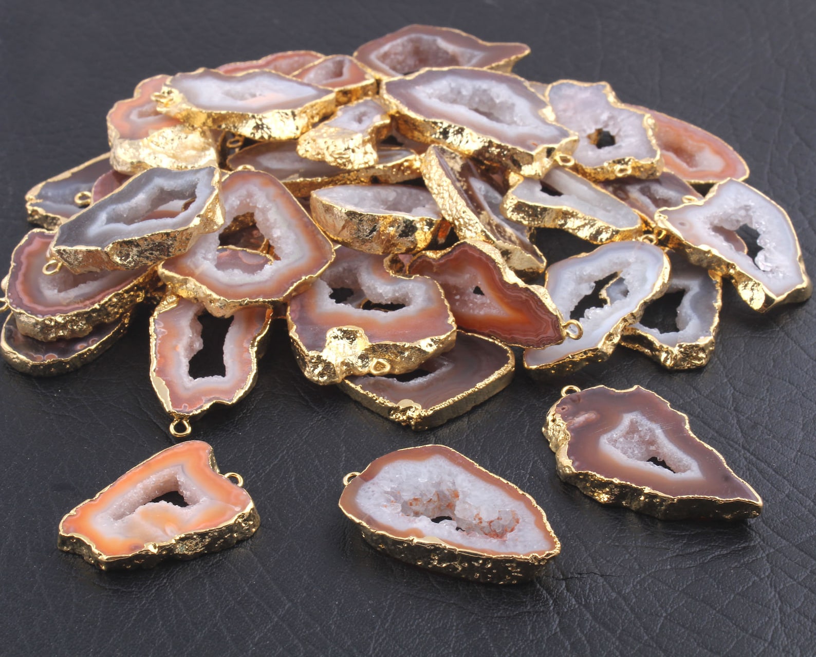 Rust Orange Geode Slice Natural Geode Slice Pendant | Etsy