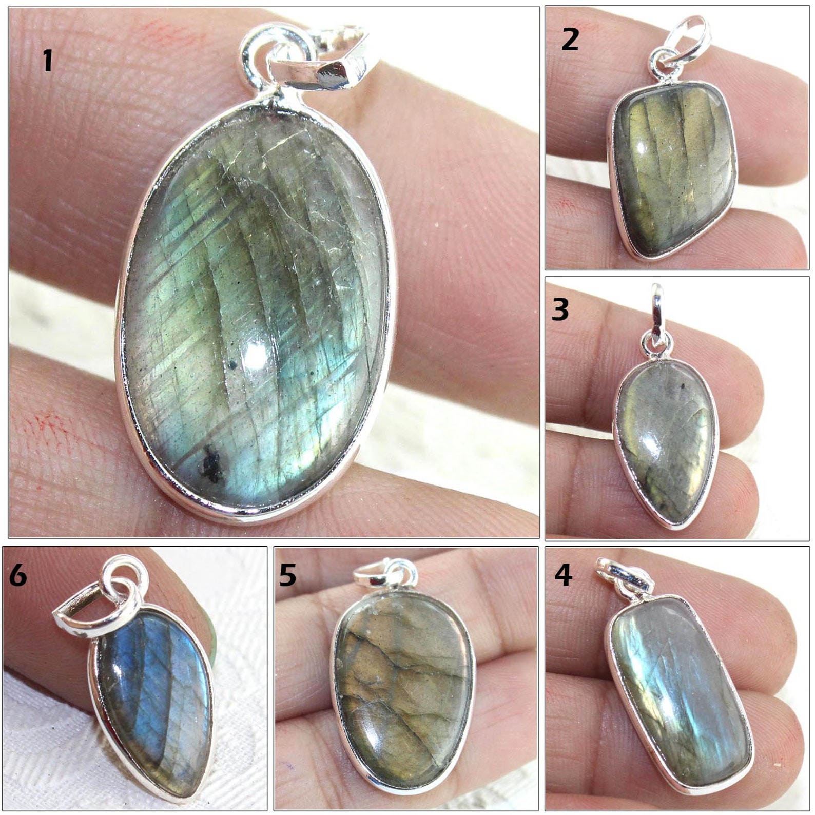 Natural Rainbow Fire Labradorite Pendants Silver Plated Bezel - Etsy