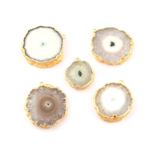 Buy Dull Gold Plated Natural Solar Quartz Pendant Connectors of Online in India - Etsy