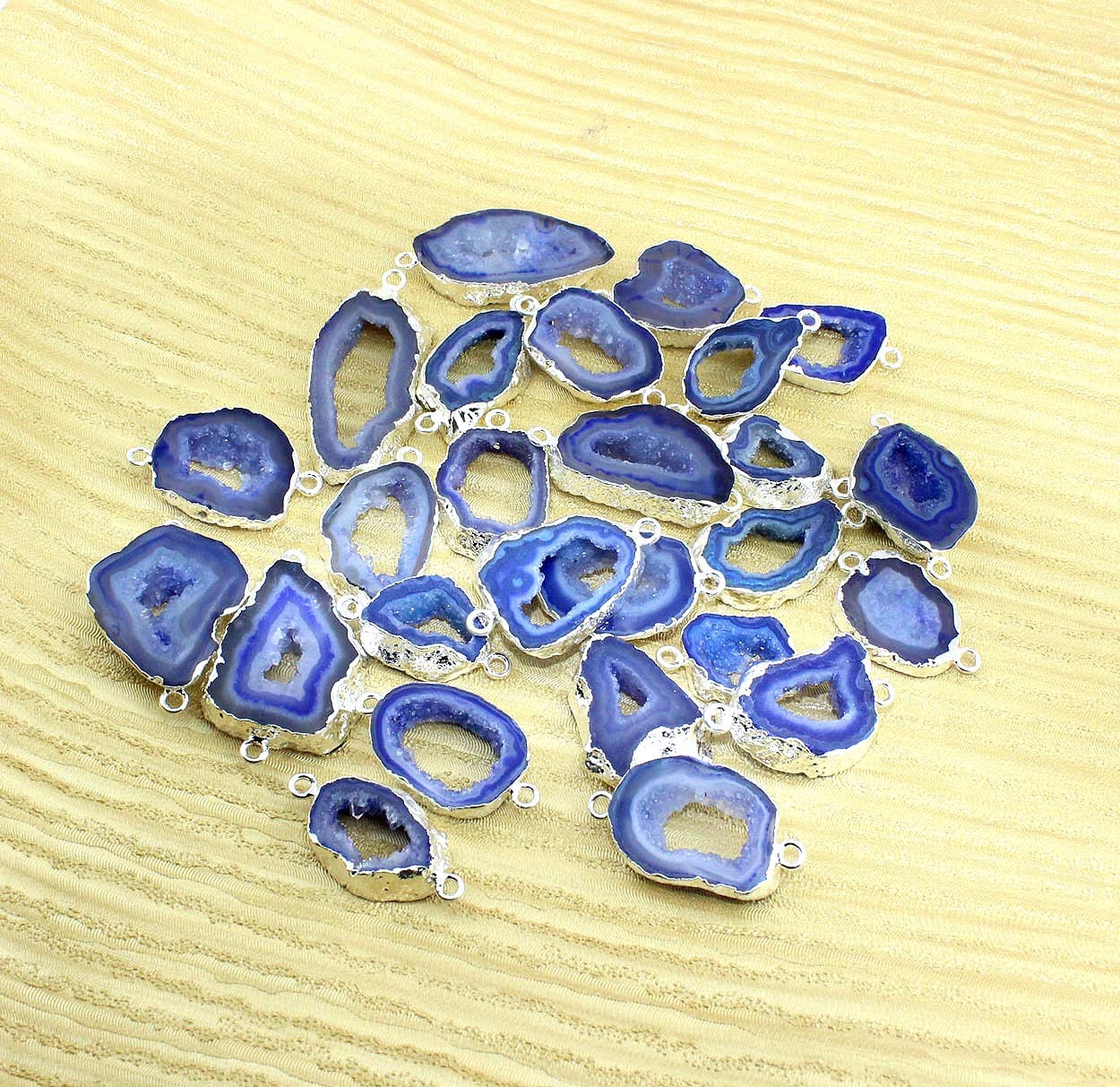 Natural Geode Druzy Connector Blue Geode Slice Pendant Silver | Etsy