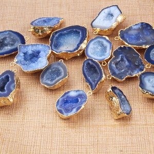 Blue Geode Druzy, Natural Geode Druzy Connectors, Connector Lots ...