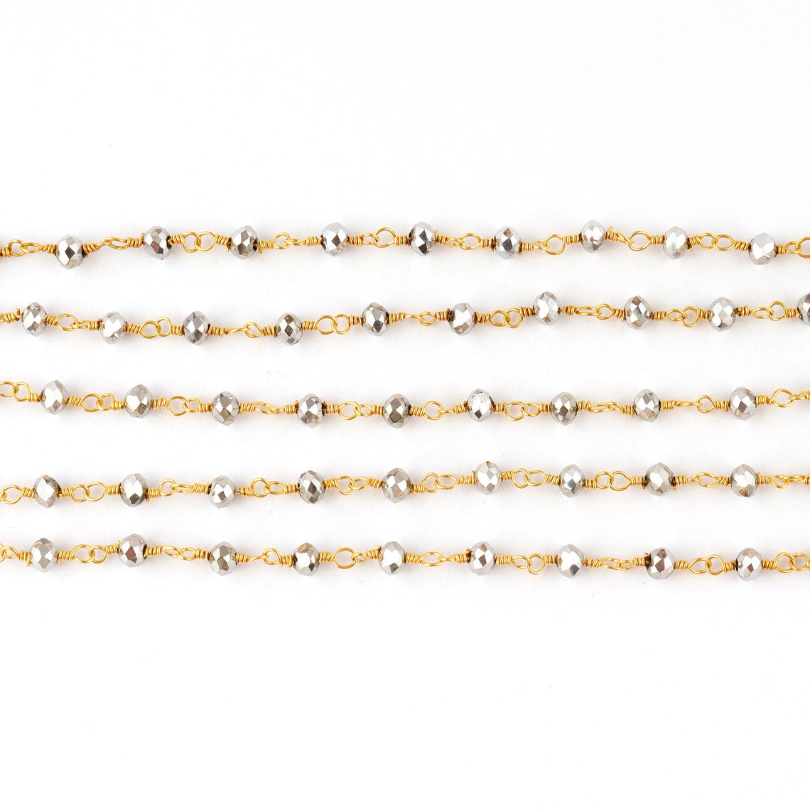 Faceted Pyrite Rosary Chain Rosary Beads Chain Gold Plated - Etsy