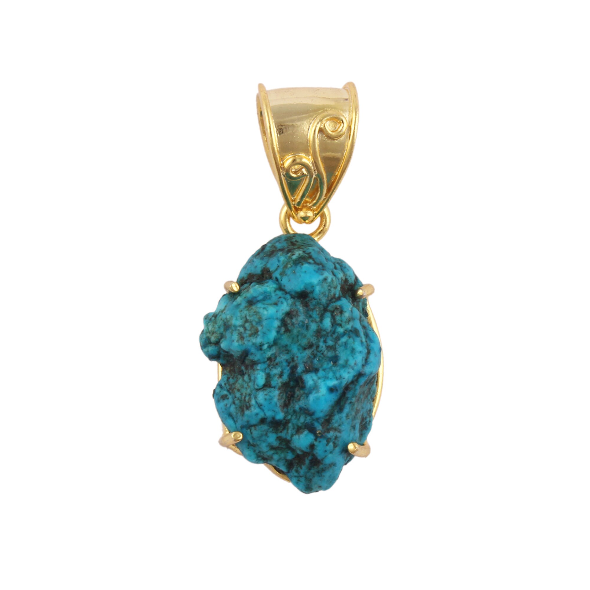 Natural Raw Rough Amethyst Turquoise Gold Plated Prong Setting | Etsy