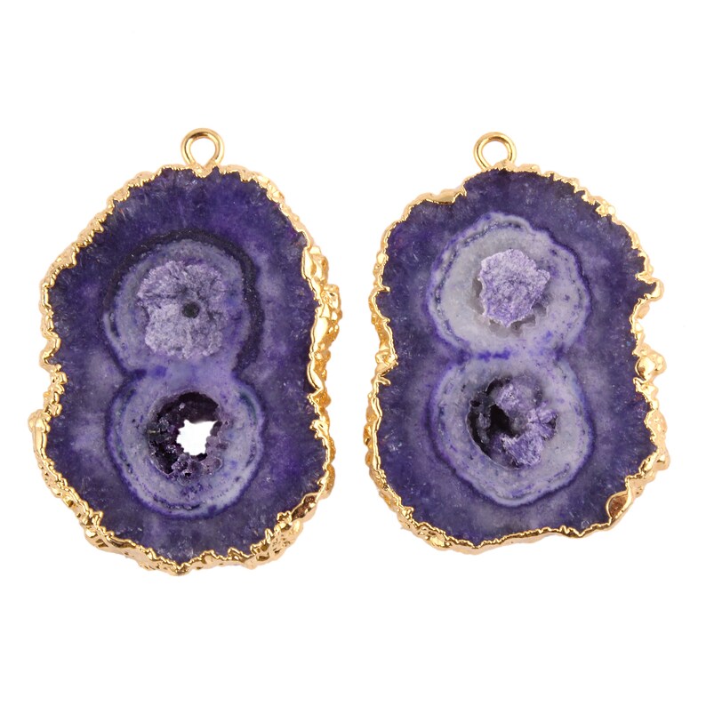 Purple Blue Solar Quartz Natural Solar Quartz Gold Plated - Etsy