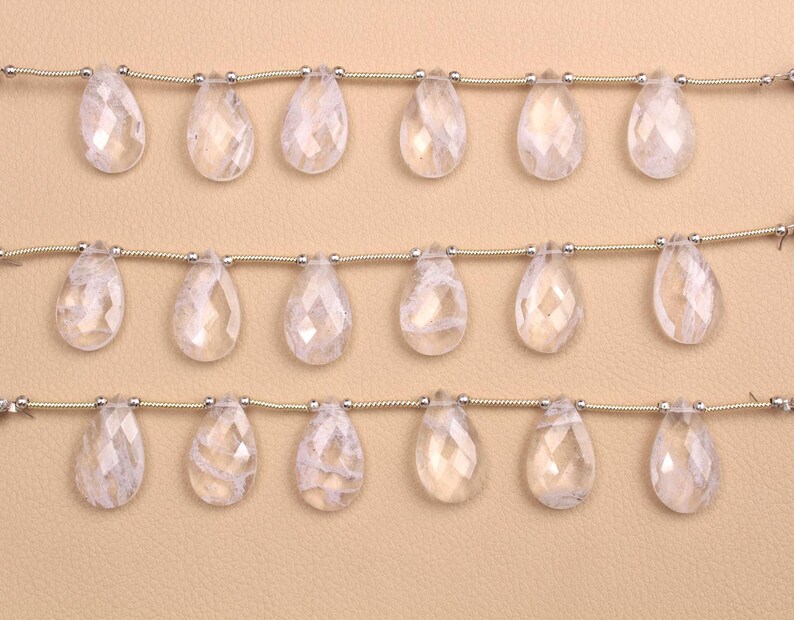 6 Pcs 1 Strand White Rutile Faceted Brioletts White Rutile - Etsy