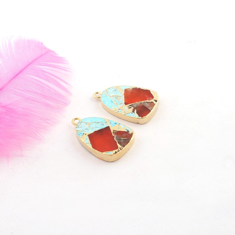 Fancy Shape Oyster Copper Turquoise Earring Making Connectors, Red ...