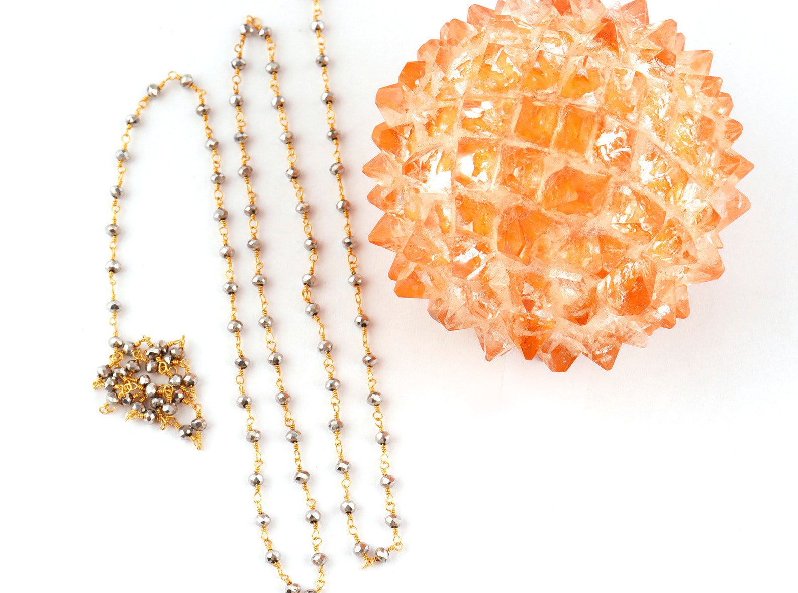 Faceted Pyrite Rosary Chain Rosary Beads Chain Gold Plated - Etsy