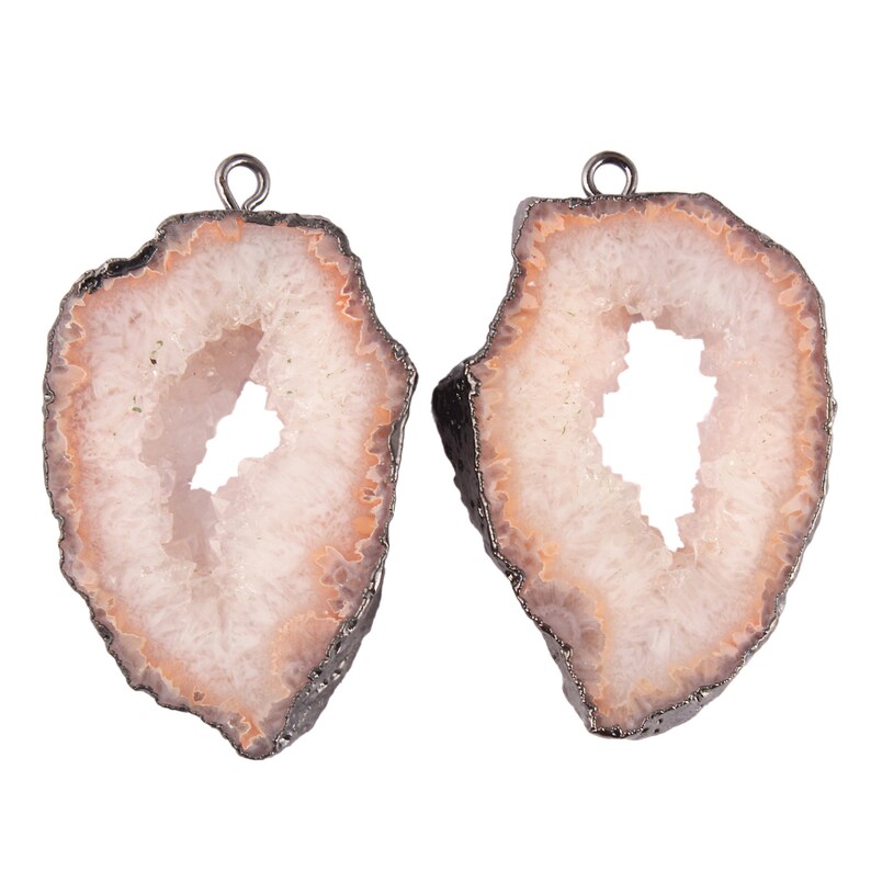 Rust Orange Green Natural Geode Slice Black Rhodium Plated DIY | Etsy