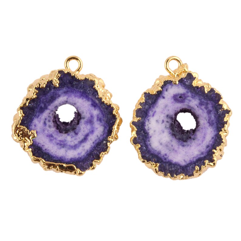 Purple Blue Solar Quartz Natural Solar Quartz Gold Plated - Etsy