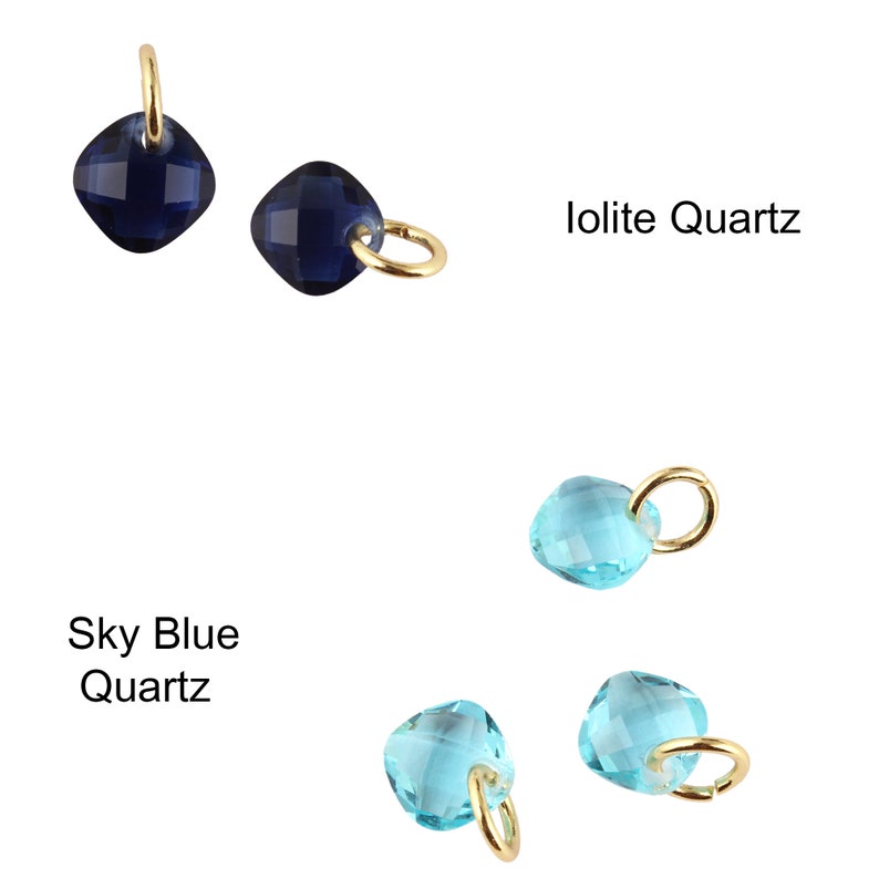 Checker Cut Cushion 8mm Hydro Quartz Gold Plated Brass Bail Connectors ...