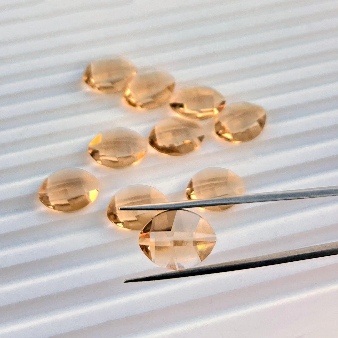 10 Pcs Lot Morganite Quartz Hydro Gemstones, 10x14 Mm Fancy Checker Cut ...