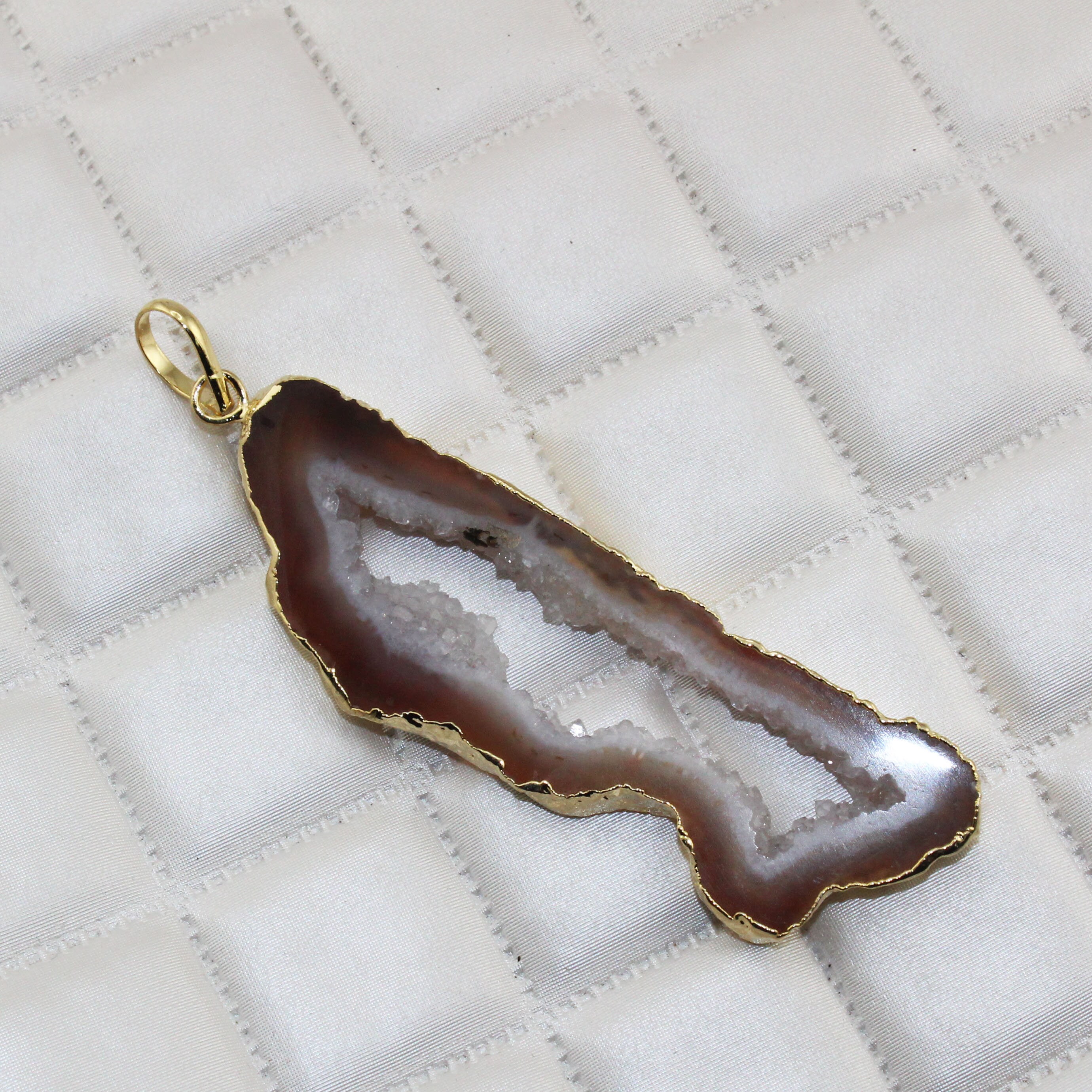 Superb Genuine Agate Geode Slice Druzy Crystal Gemstone 24k | Etsy