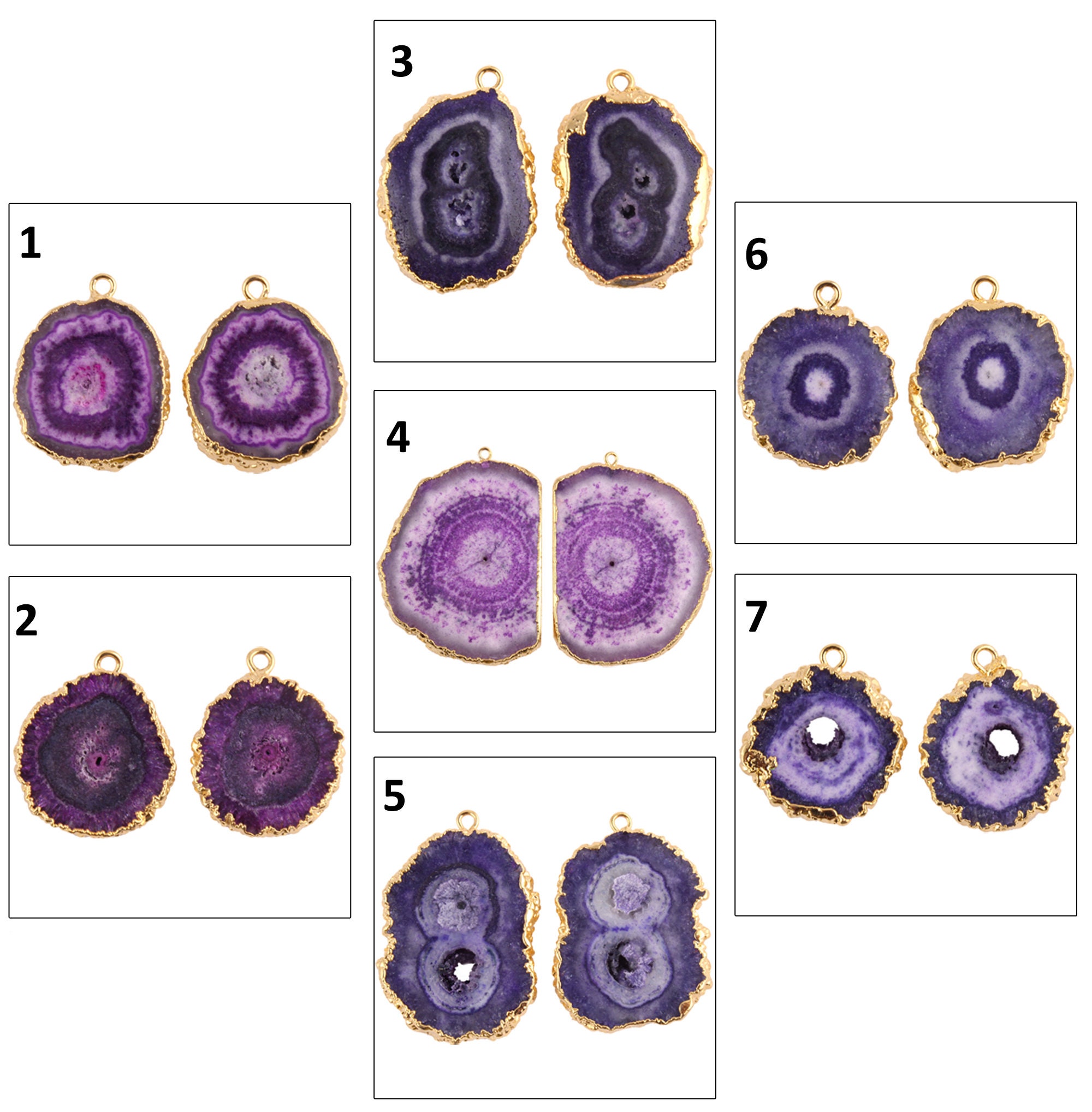 Purple Blue Solar Quartz Natural Solar Quartz Gold Plated | Etsy