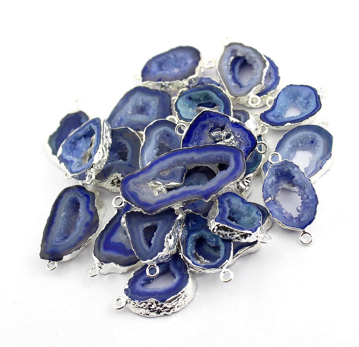 Natural Geode Druzy Connector Blue Geode Slice Pendant Silver | Etsy