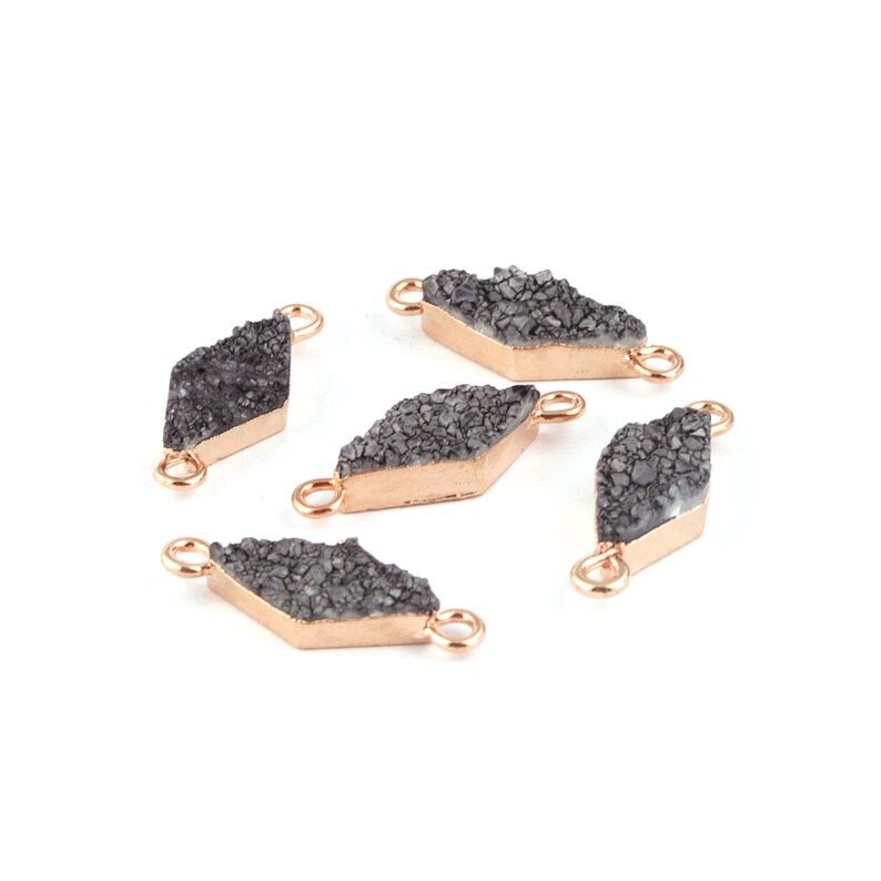 Real Sugar Druzy Long Rhombus Shape Rose Gold Plated Double - Etsy India