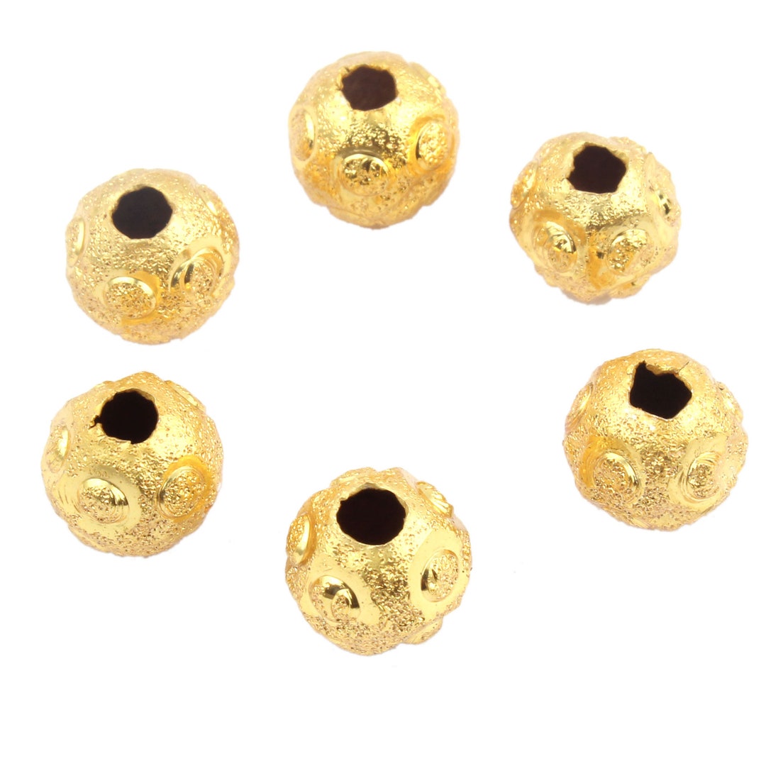 5mm Designer Gold Round Ball Beads, Round Ball Brass Beads, Solid Gold ...