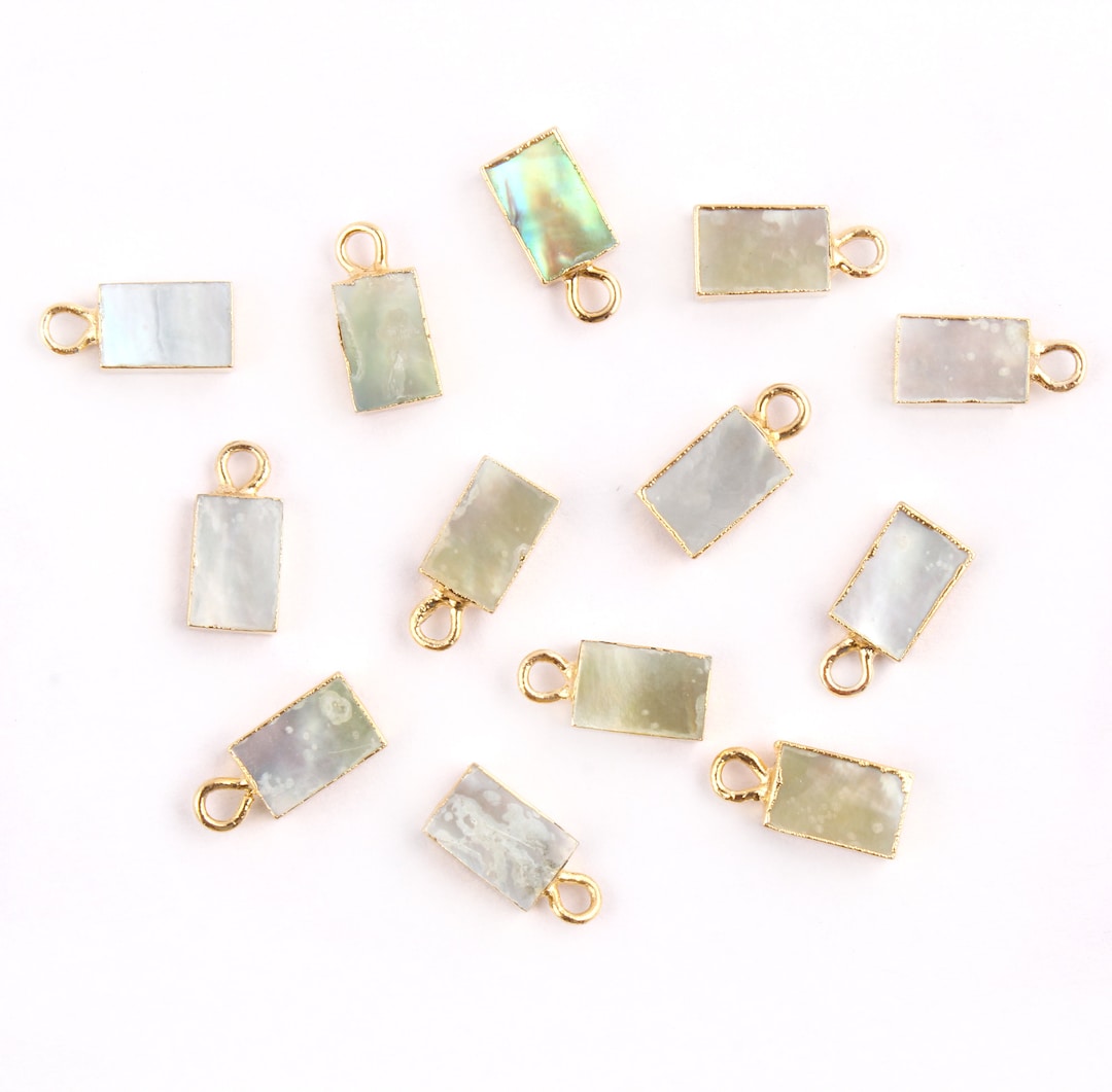 Natural Mother of Pearl Rectangle Shape Connectors, MOP Charms, 5x8mm ...