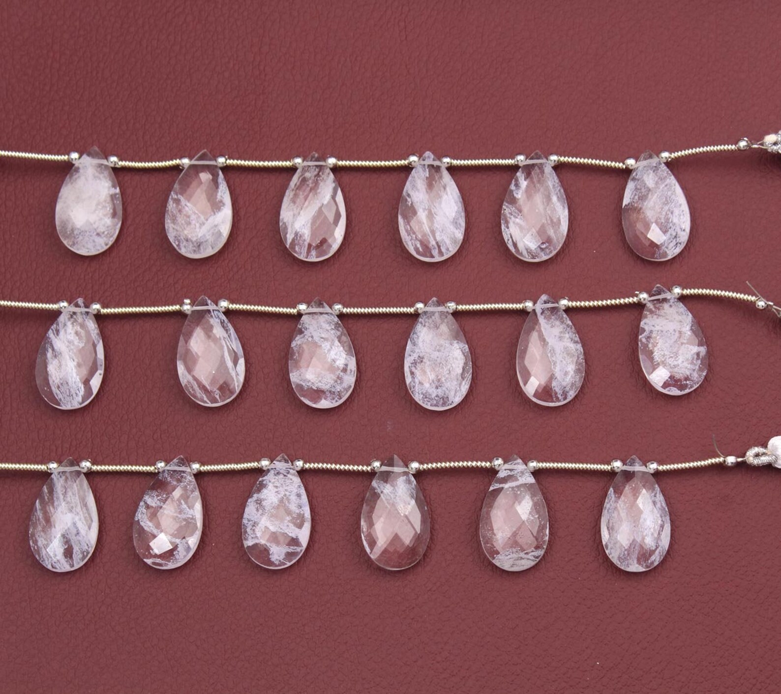 6 Pcs 1 Strand White Rutile Faceted Brioletts White Rutile - Etsy