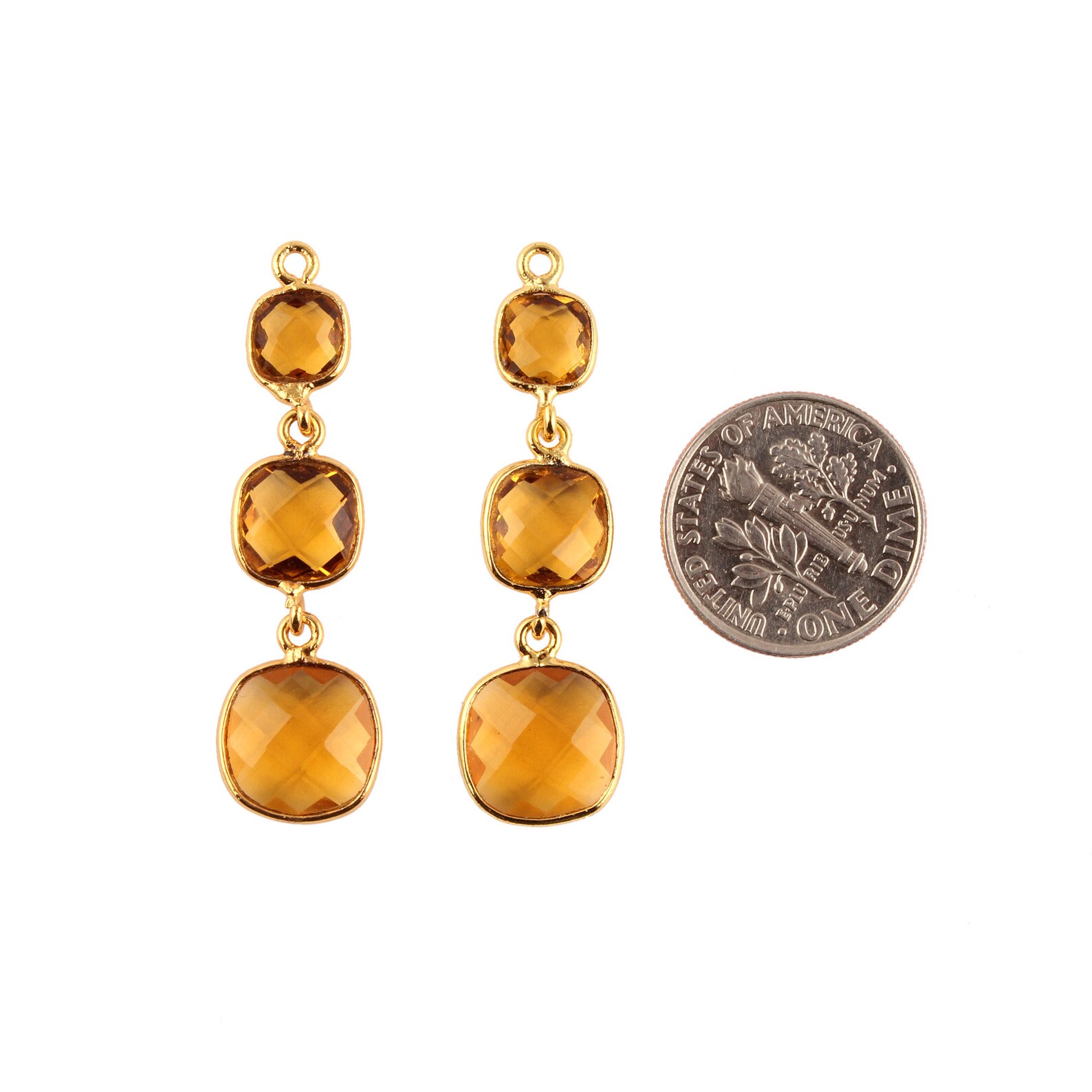 Faceted Checker Cut Hydro Quartz Gold Plated Bezel Earring - Etsy