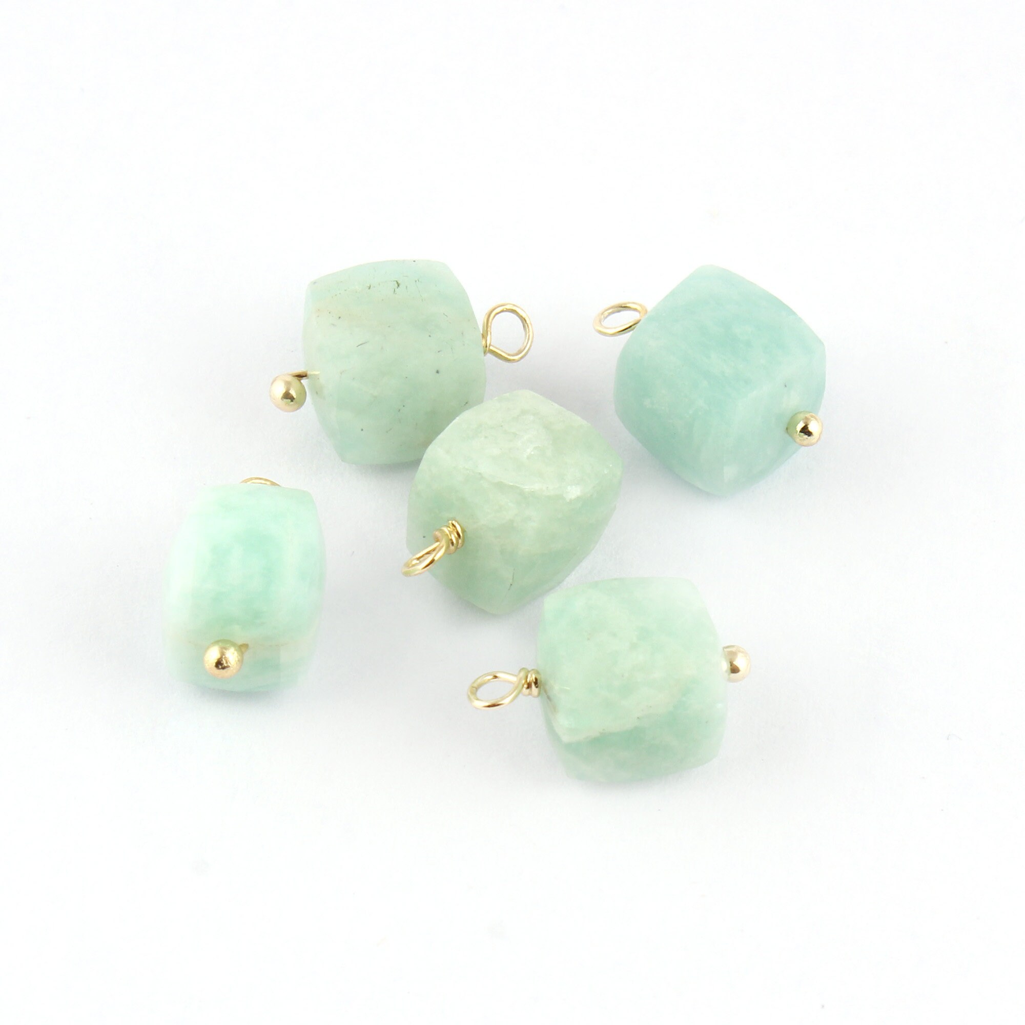 Natural Gemstone Faceted Cube Shape Gold Plated Wire Wrapped - Etsy