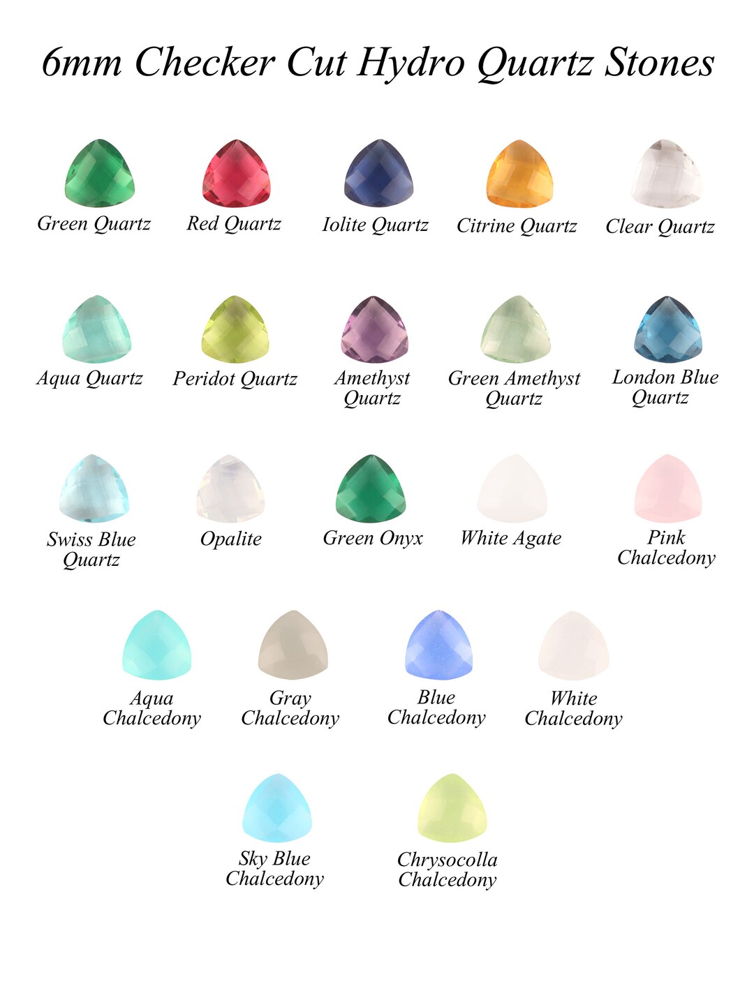 6mm Trillion Hydro Quartz Chalcedony, Checker Cut Loose Gemstone ...