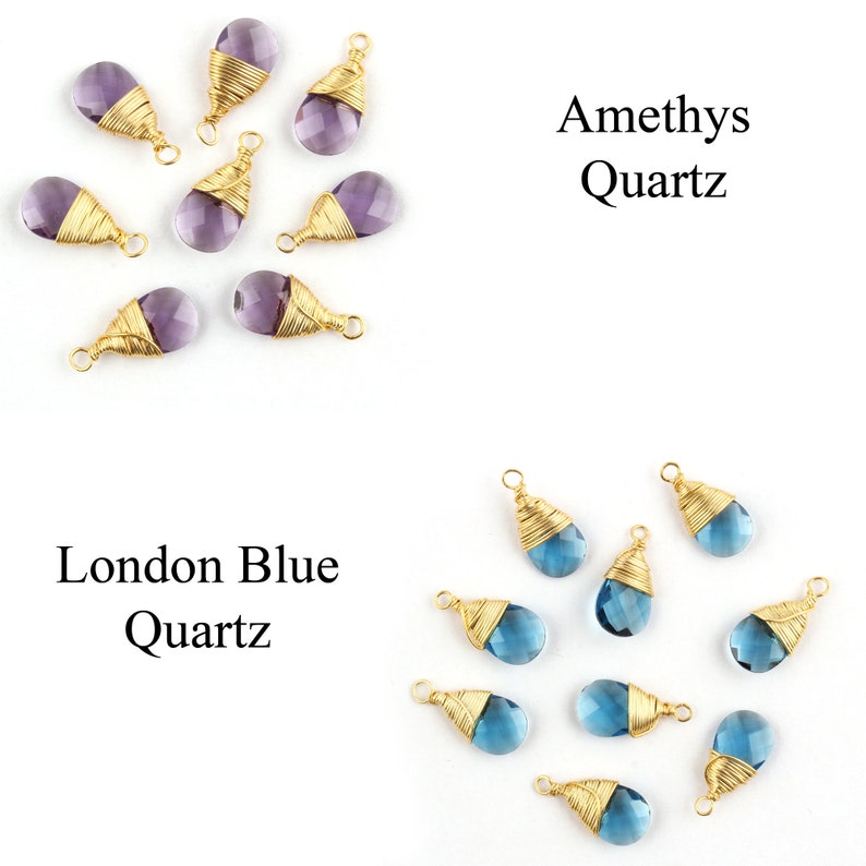 Pear Shape Wire Wrapped Pendant Hydro Quartz Teardrop Charms | Etsy
