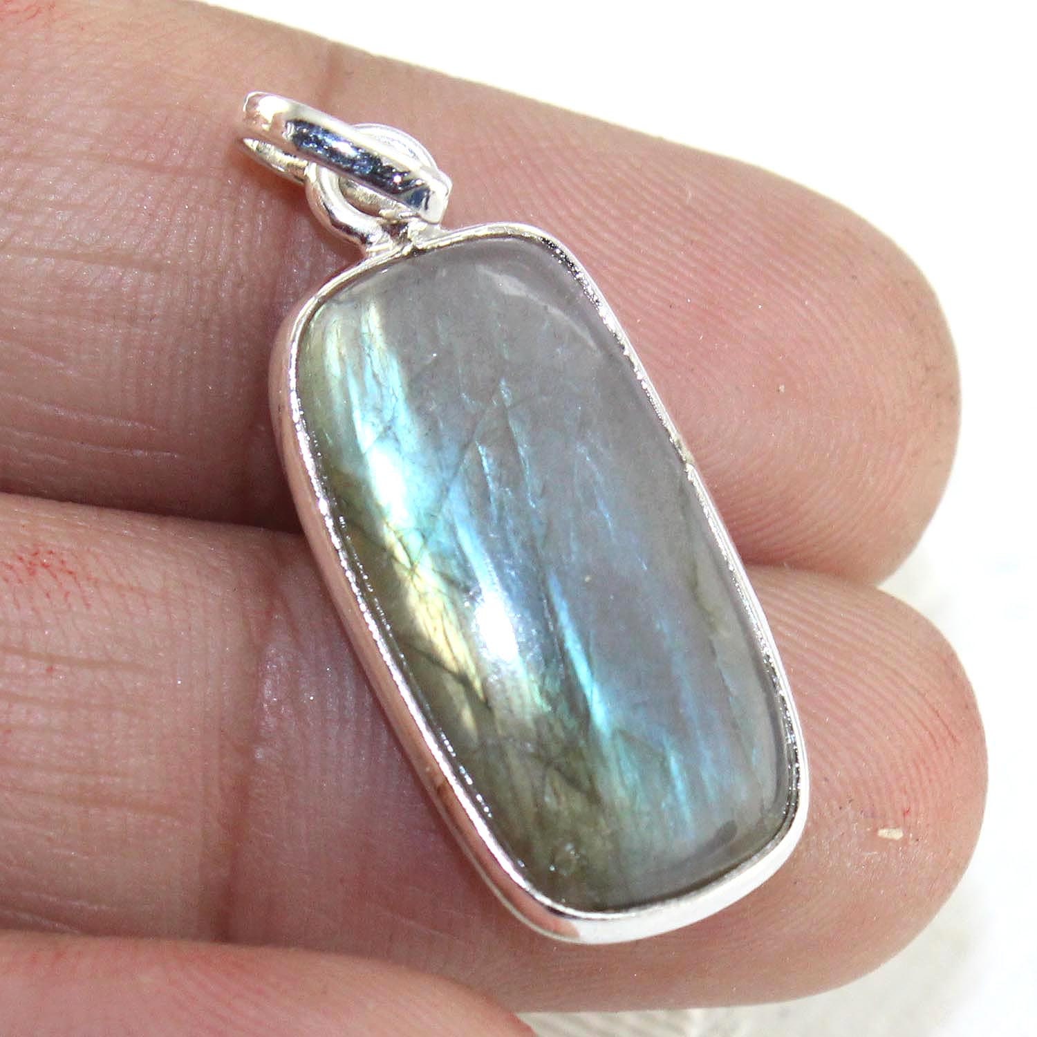 Natural Rainbow Fire Labradorite Pendants Silver Plated Bezel - Etsy