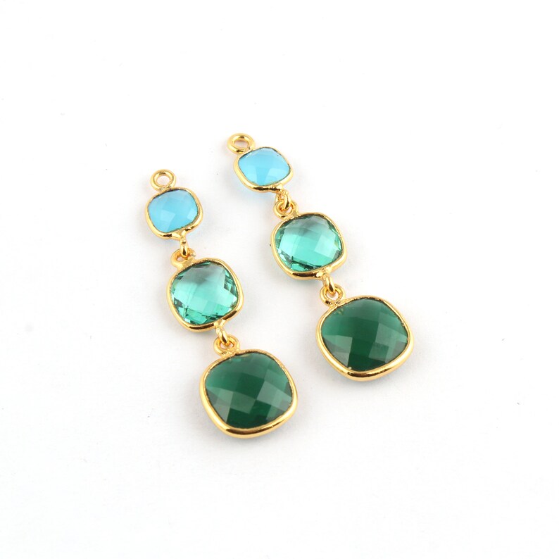 Faceted Checker Cut Hydro Quartz Gold Plated Bezel Earring - Etsy