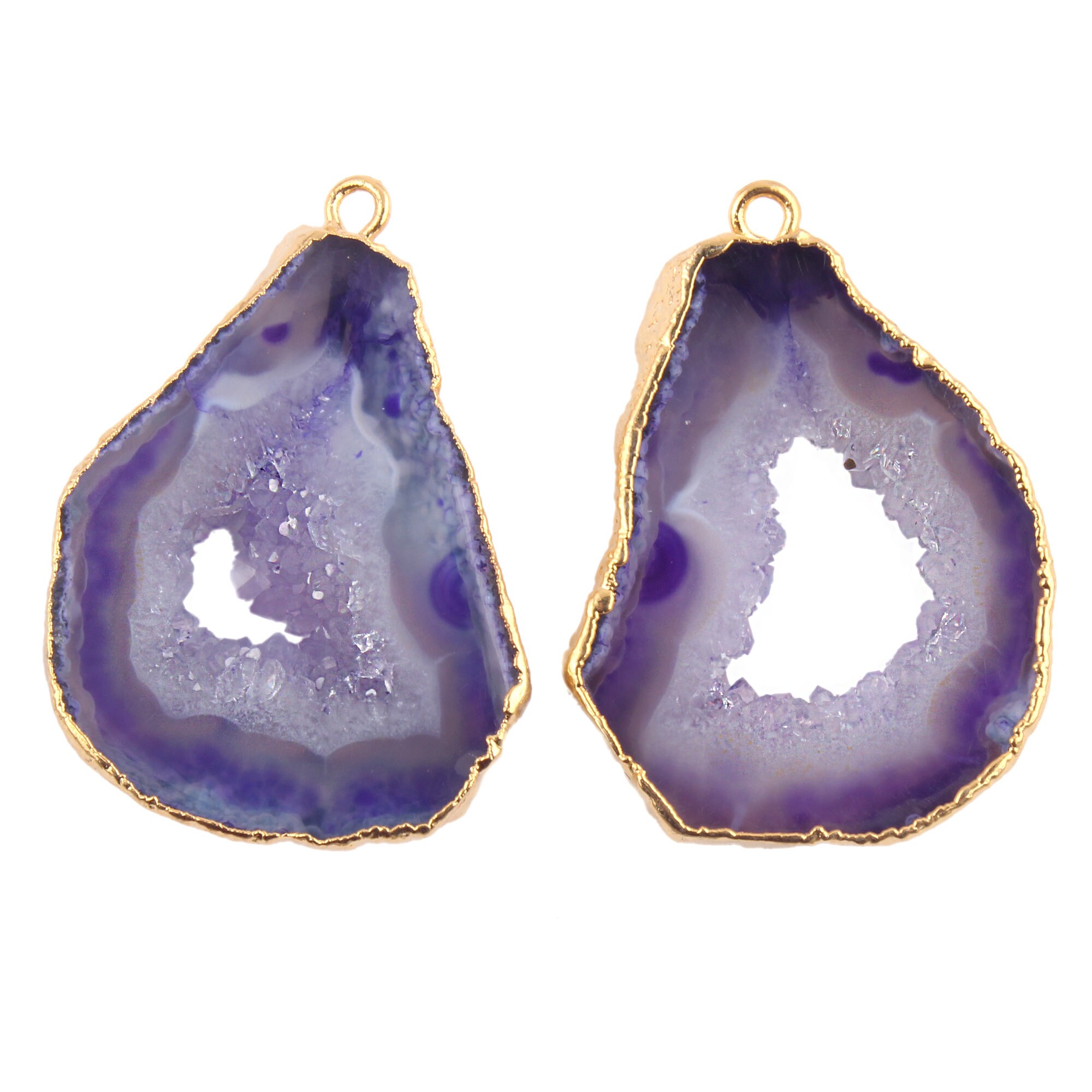 Genuine Geodes Blue Geode Slice Gold Plated Earring | Etsy