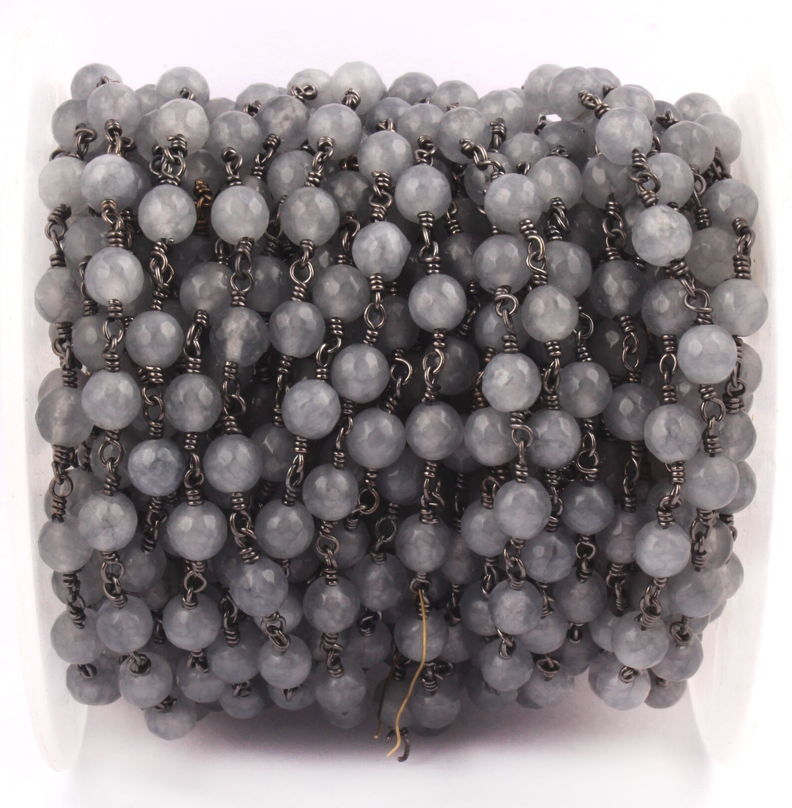 Grey Natural Jade Black Plated Rosary Chain Grey Jade Beads | Etsy