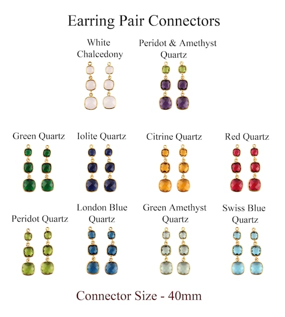 Faceted Checker Cut Hydro Quartz Gold Plated Bezel Earring | Etsy