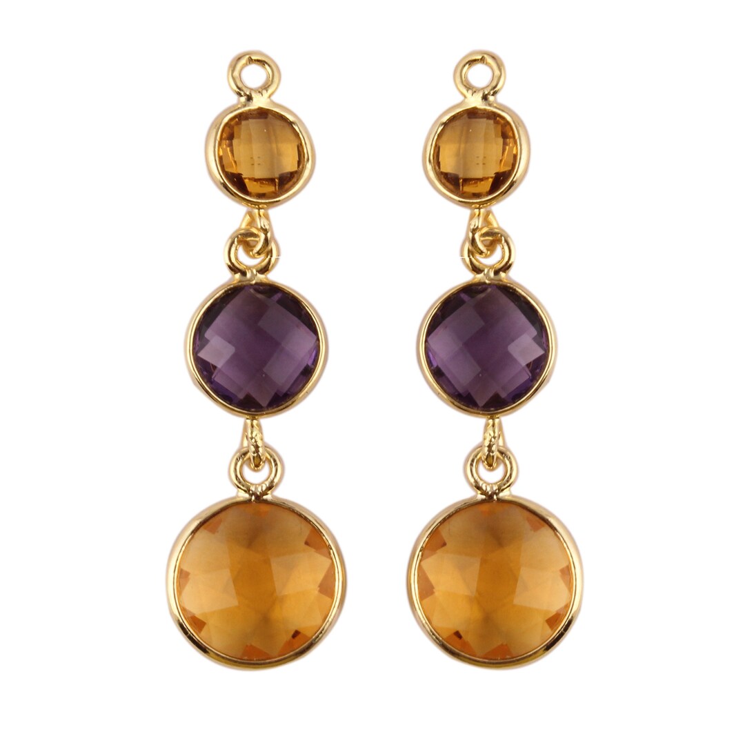 Checker Cut Chalcedony Hydro Quartz Bezel Connectors, Gold Plated Bezel ...