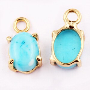 6x8mm Oval Turquoise, Real Turquoise Oval Shape Gold Plated DIY Pendant ...