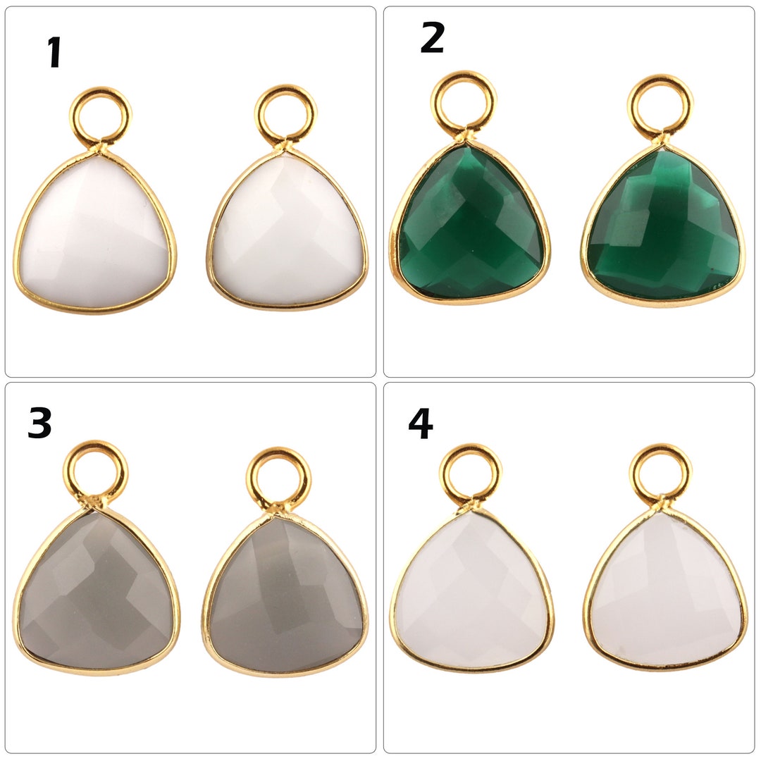 15mm Trillion Shape Checker Cut Hydro Quartz Chalcedony Gold Plated ...