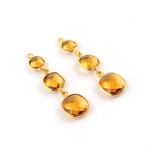 Faceted Checker Cut Hydro Quartz Gold Plated Bezel Earring Pairs ...